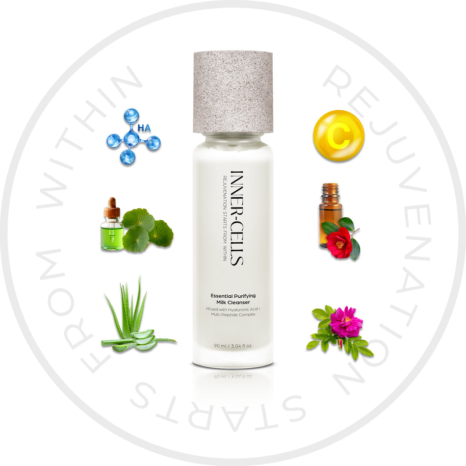 Essential Purifying Milk Cleanser Infused with Hyaluronic Acid + Multi ...